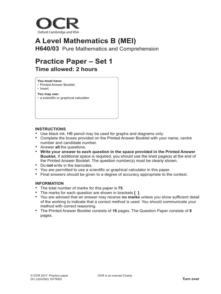 OCR P&C (H640-03) Question Paper Set 1 | PDF