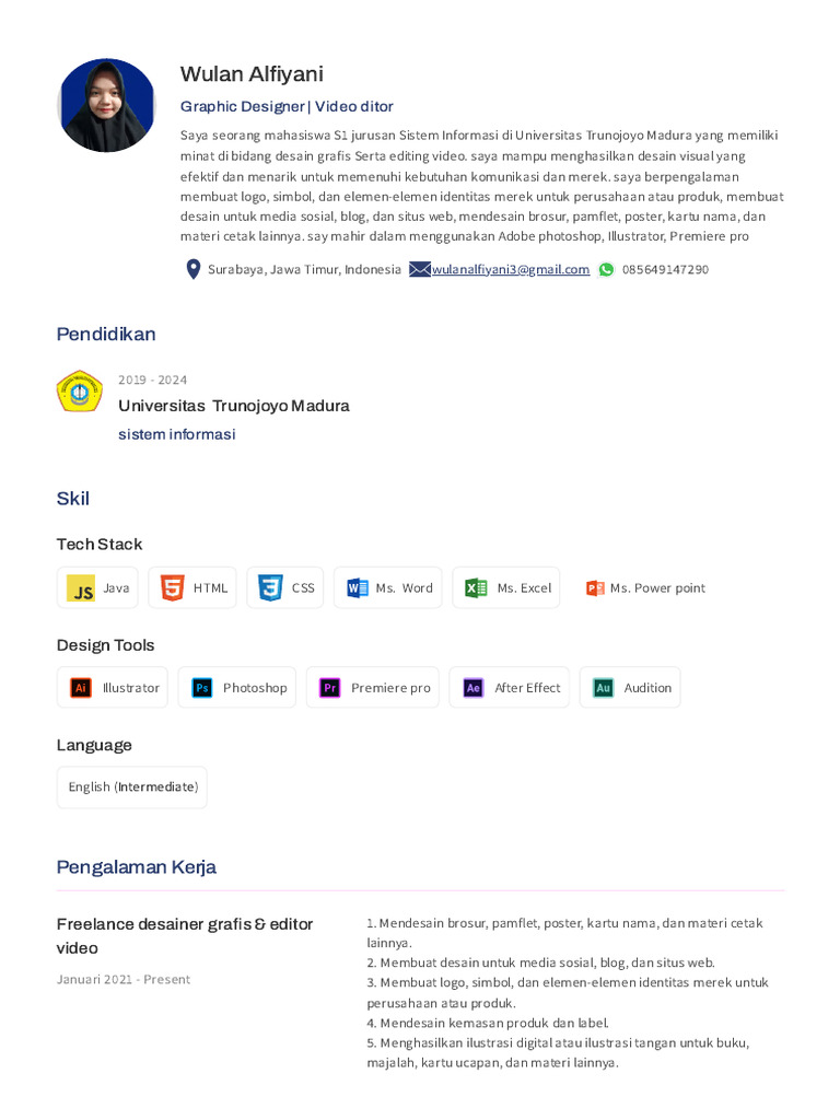 CV Wulan Alfiyani | PDF