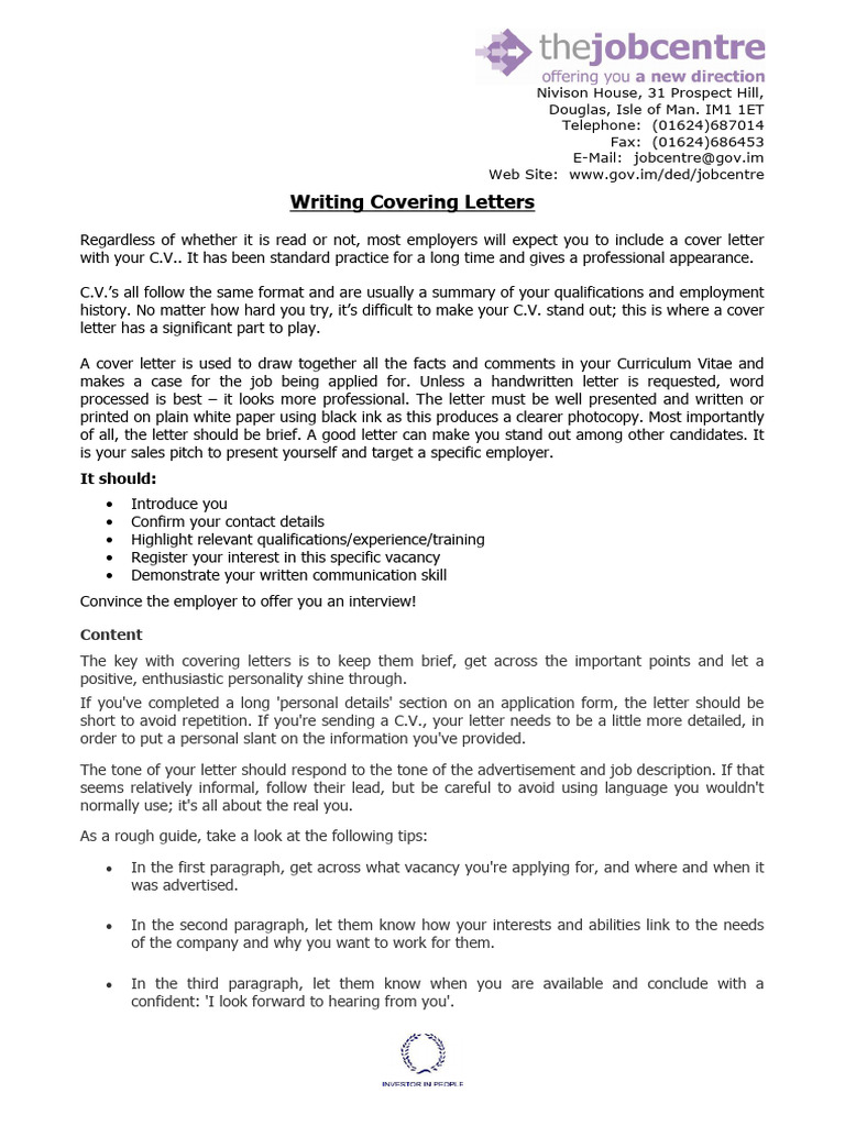 Writing Cover Letters | PDF