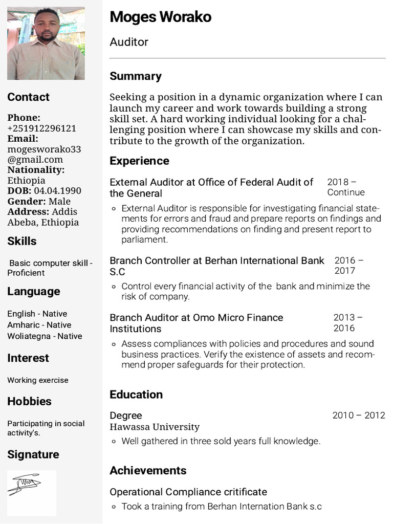 Moges Resume 516 | PDF
