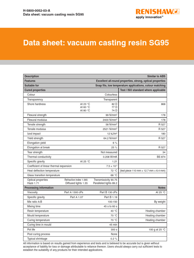 ampd_data_sheet_vacuum_casting_resin_sg95 | PDF