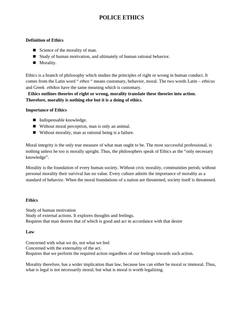Crimsoc - Notes Police Ethics | PDF