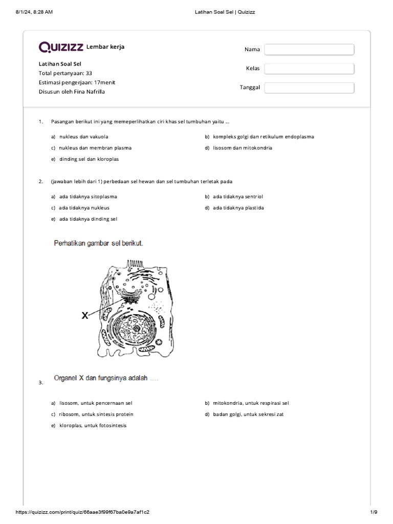Latihan Soal Sel _ Quizizz | PDF