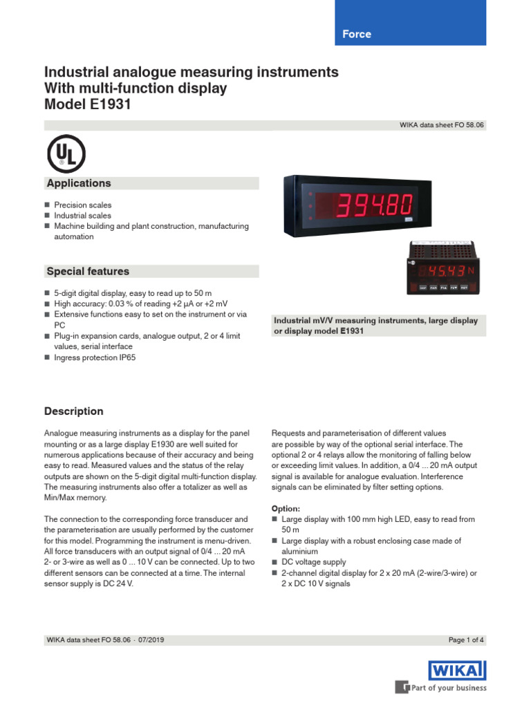 Ficha Técnica E1931 | PDF