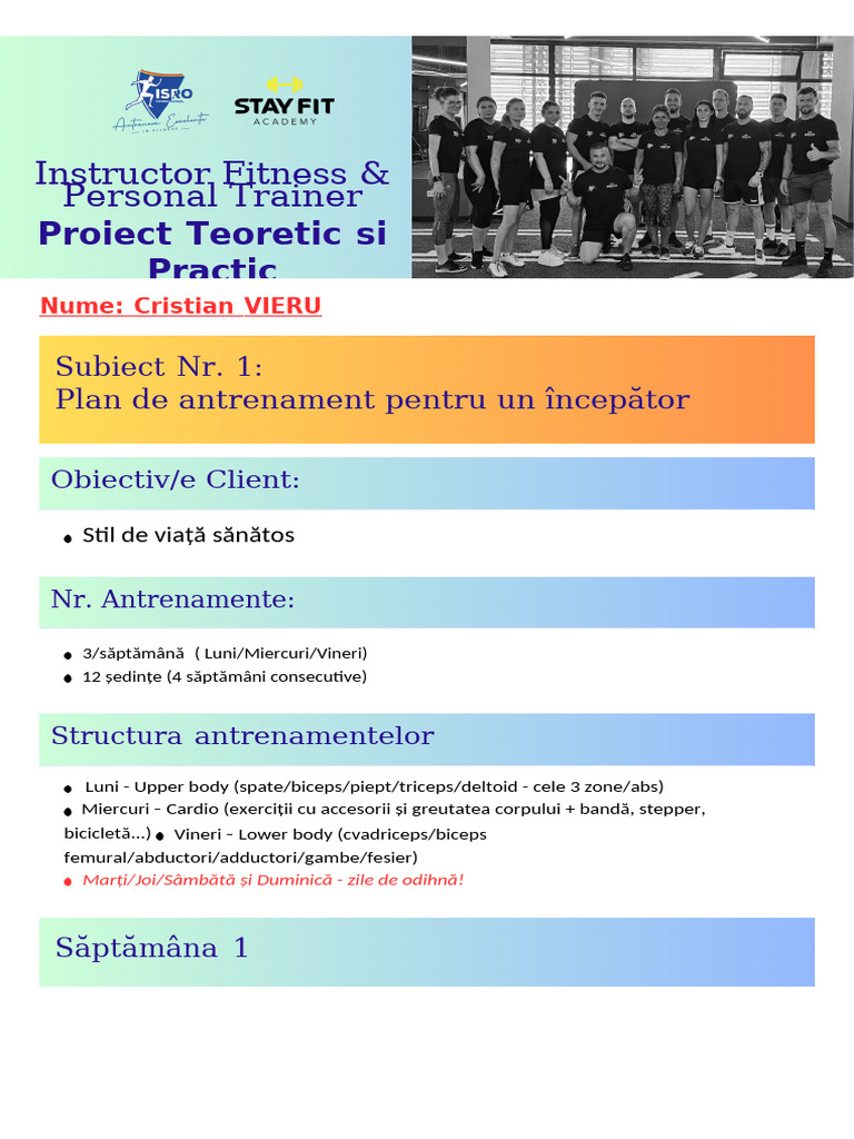 Exemplu Proiect - o Saptamana | PDF