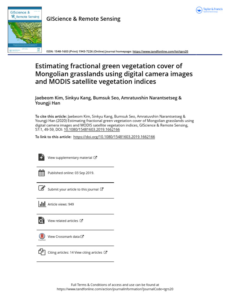 Estimating Fractional Green Vegetation Cover of Mongolian Grasslands Using Digital Camera Images ...