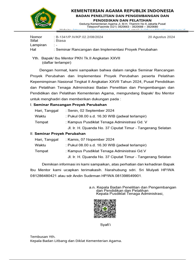 Surat Mentor Seminar | PDF