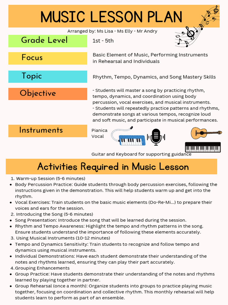 Music Lesson Plan July - December 2024 (1) | PDF