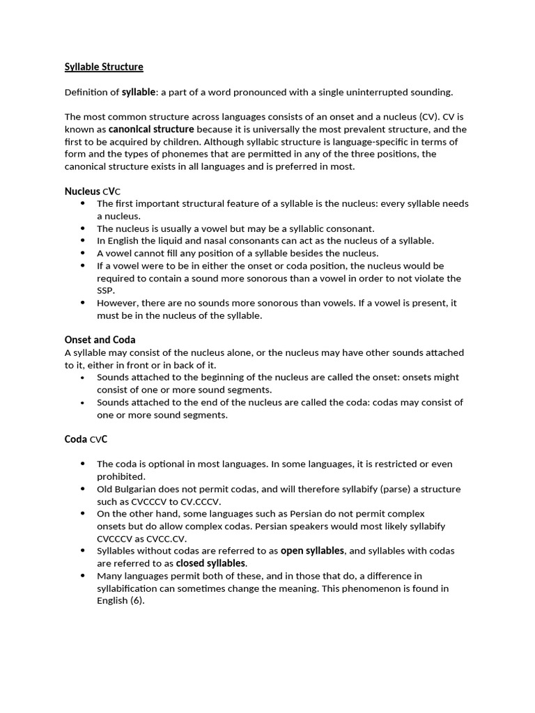 Syllable Structure | PDF