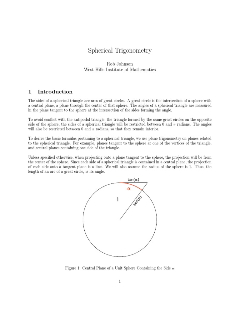 Spherical Trigonometry Fundamentals | PDF | Trigonometric Functions | Sine