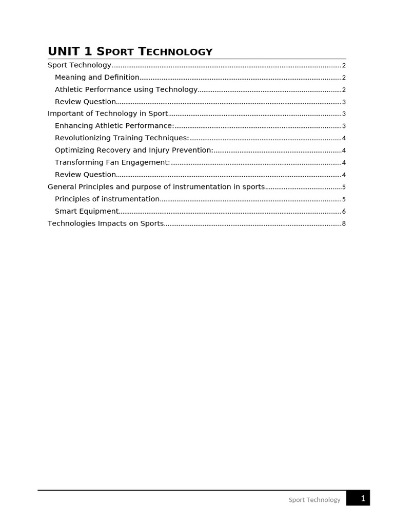 UNIT 1 Sport Technology | PDF
