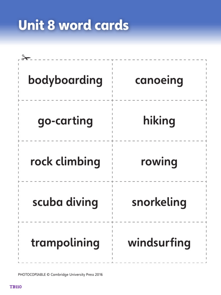 Unit 8 Word Cards | PDF