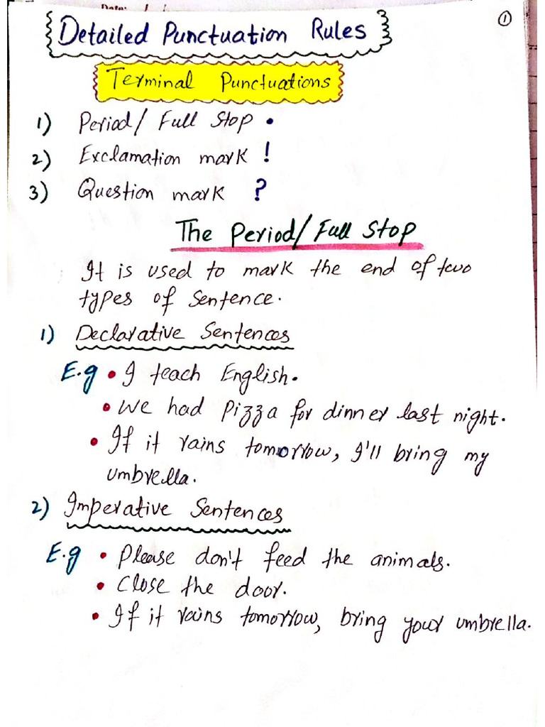 Detailed Punctuation Notes | PDF