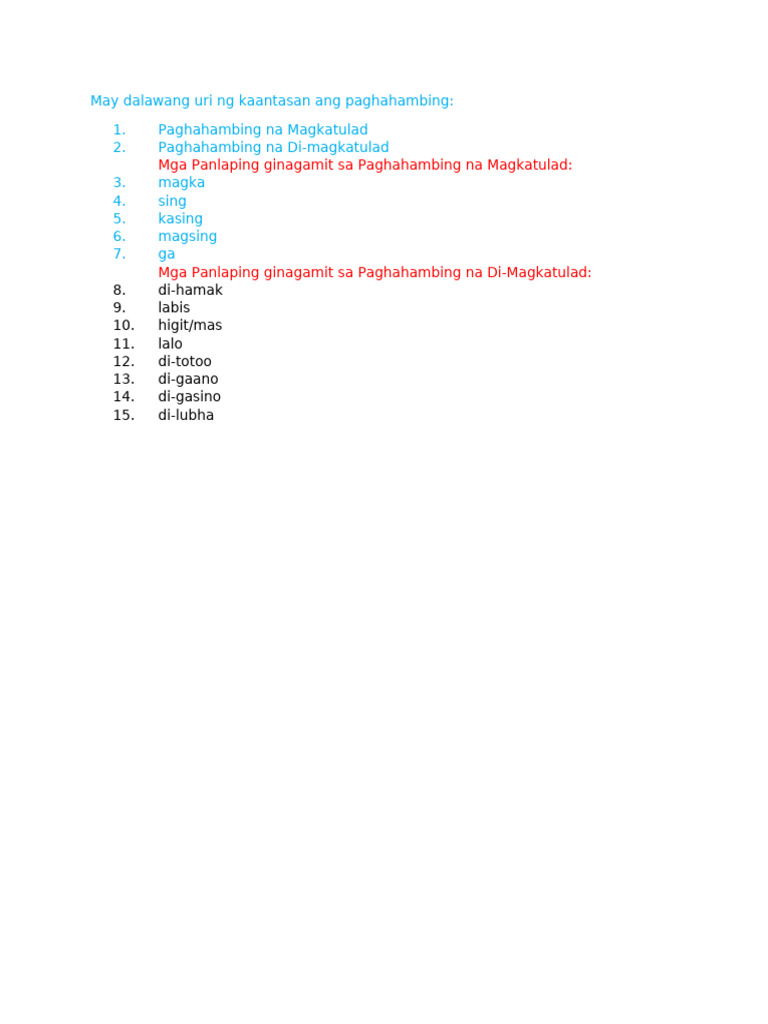May Dalawang Uri Ng Kaantasan Ang Paghahambing Test | PDF May Dalawang Uri Ng Kaantasan Ang Paghahambing Test | PDF
