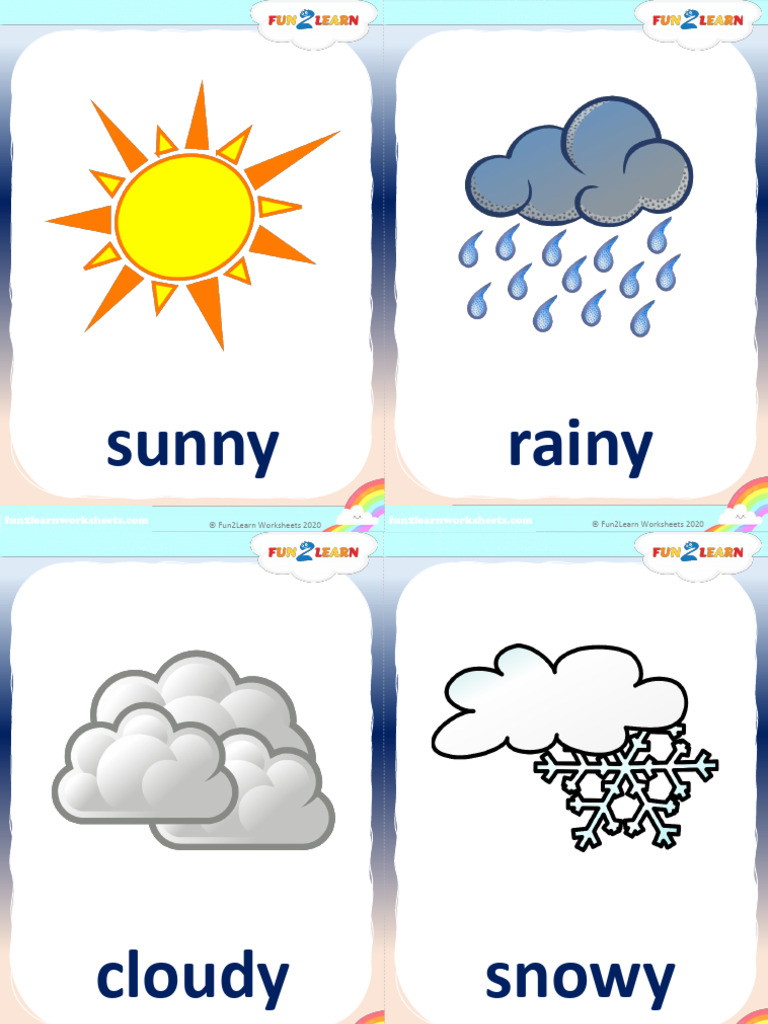 Flashcards Sunny Rainy Cloudy Snowy f2l en 1 | PDF