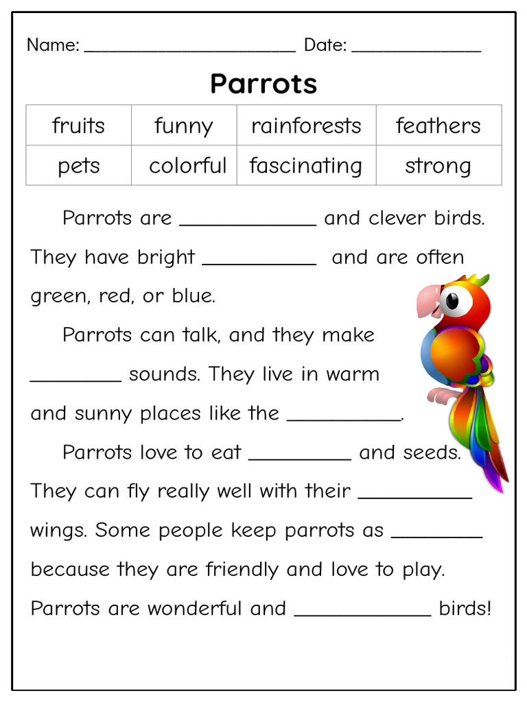 Cloze Passage The Parrots Zcdixj | PDF