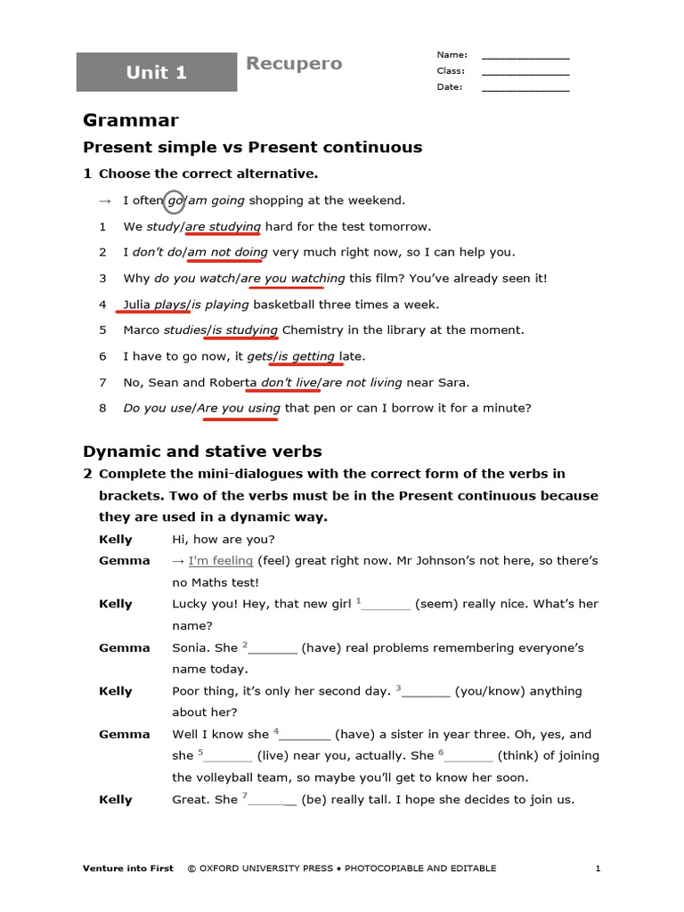 Venture b2 Unit 1 Recupero | PDF