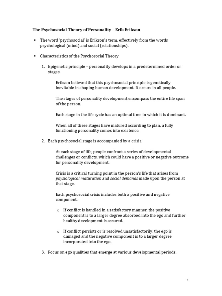 Erikson-Psychosocial Theory Class Version | PDF | Intimate ...