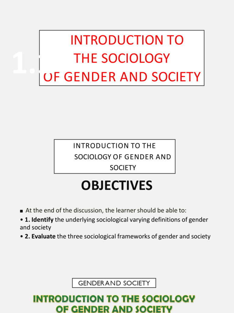 Introduction To The Sociology of Gender and Society | PDF | Gender ...