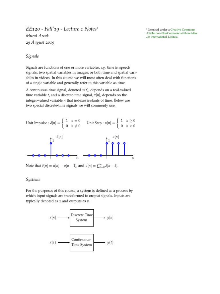 Lecture 1 Signal System Pdf