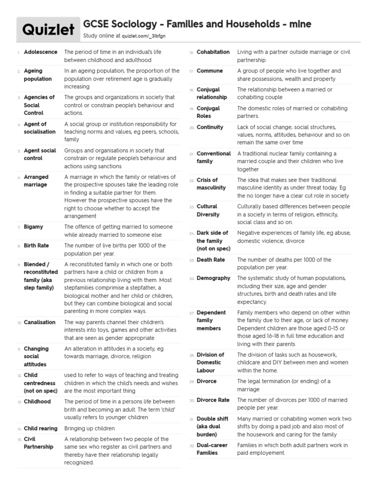 Sociology Families | PDF | Family | Marriage