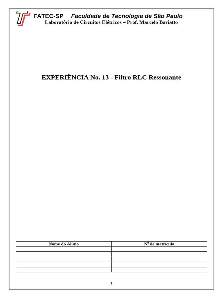 Exp-13 Filtro RLC | PDF