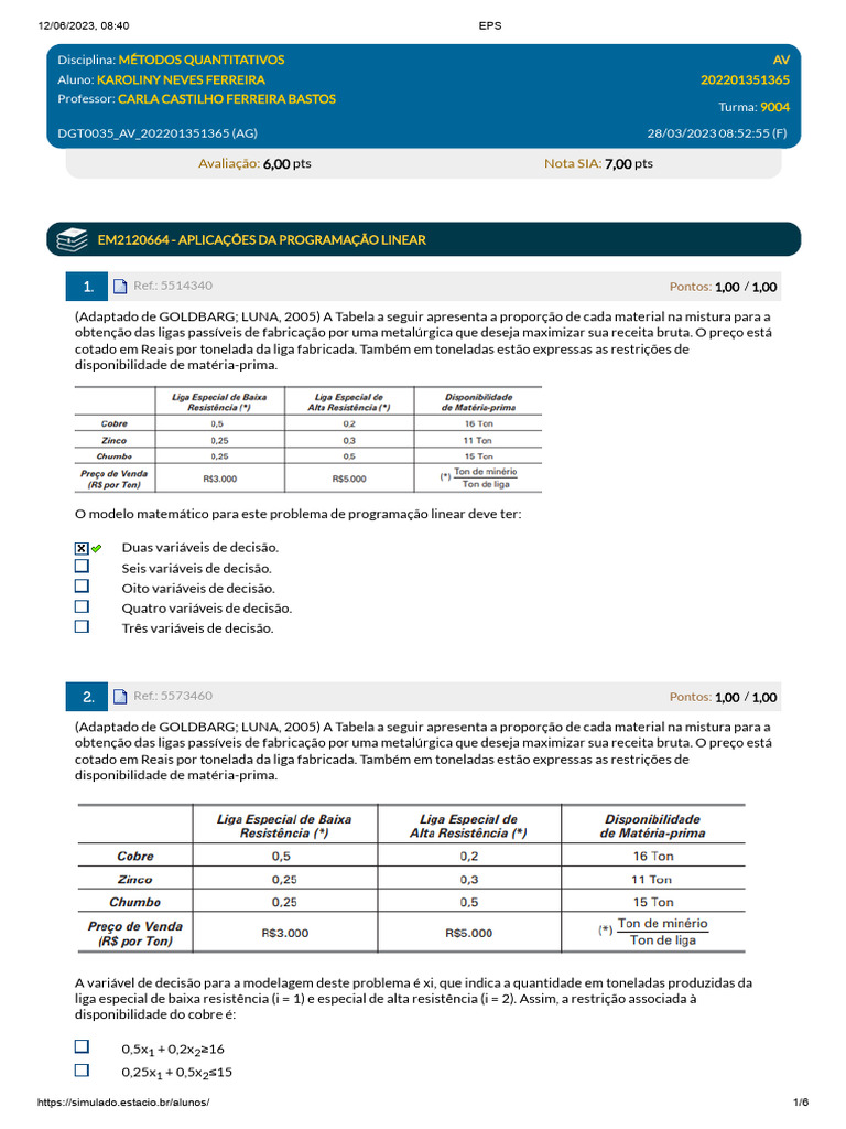 Metodos Quantitativos | PDF