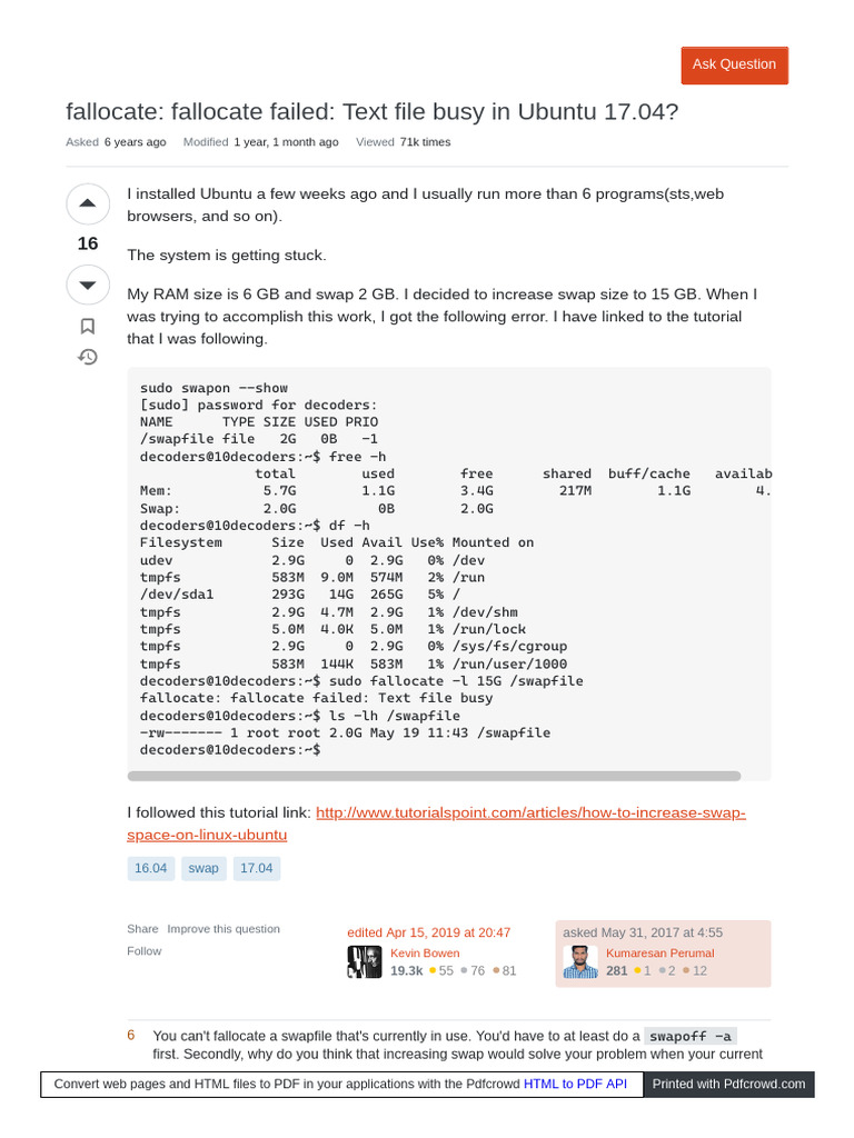 Askubuntu Com Questions 920595 Fallocate Fallocate Failed Te | PDF