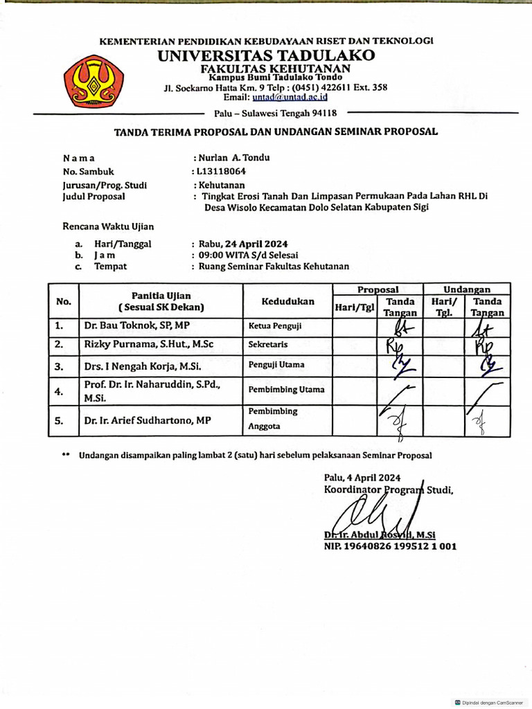 Tanda Terima Dan Undangan Proposal | PDF