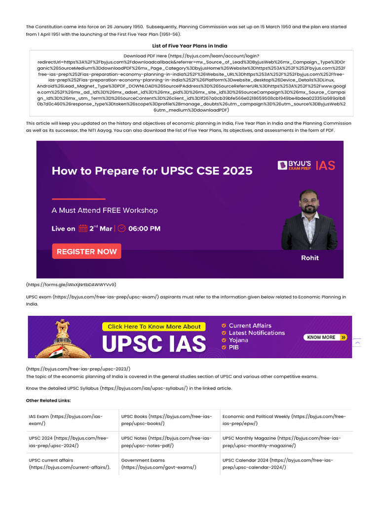 Free Ias Prep - Ias Preparation Economy Planning in India | PDF