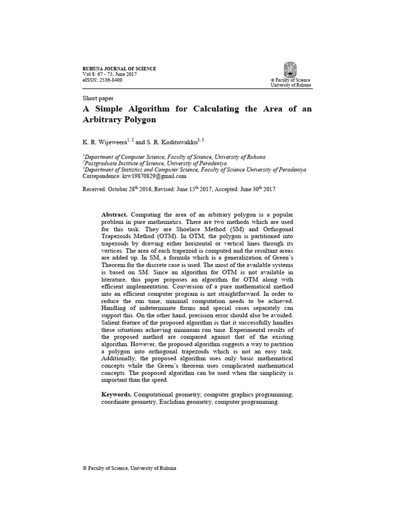 A Simple Algorithm For Calculating The A | PDF