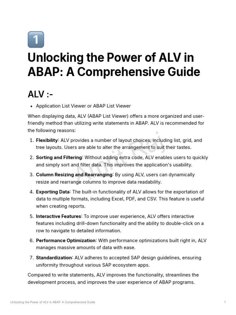 ALV in ABAP Programming | PDF