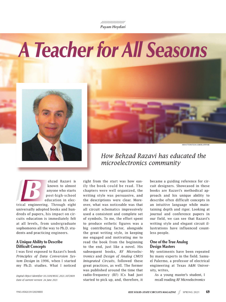 A Teacher For All Seasons How Behzad Razavi Has Educated The ...