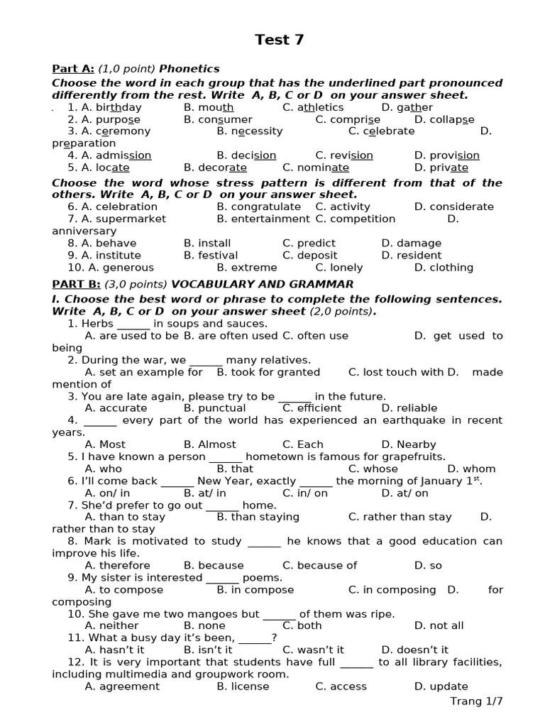 De Thi Va Dap An Mon Tieng Anh THPT Chuyen Hung Yen 2011 2012 | PDF