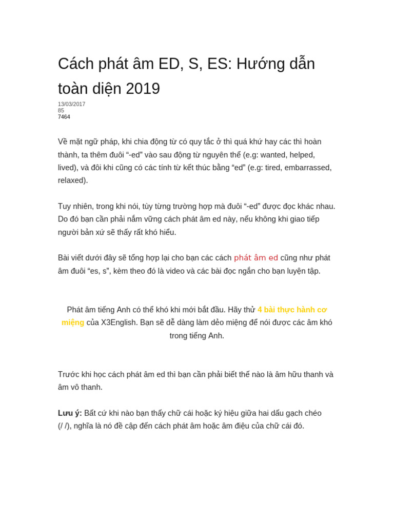 Cách Phát Âm ED | PDF