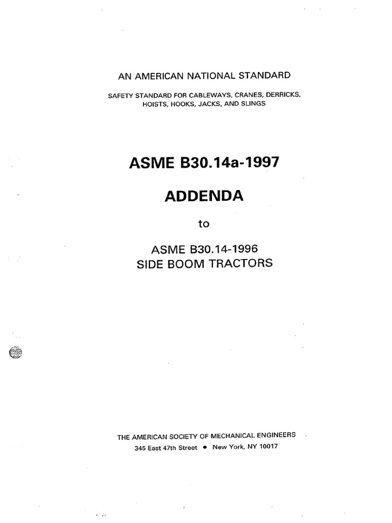 ASME 30.14a 1997 Summary of Changes Only | PDF