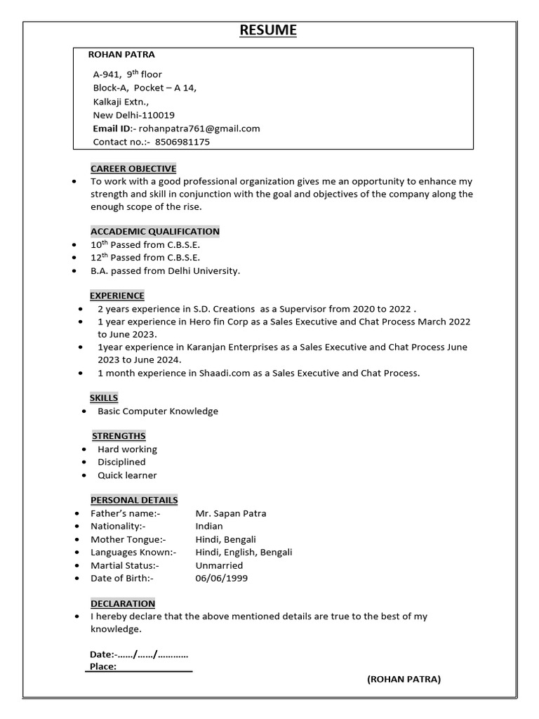 RESUME 2.10b Rohan Patra | PDF RESUME 2.10b Rohan Patra | PDF