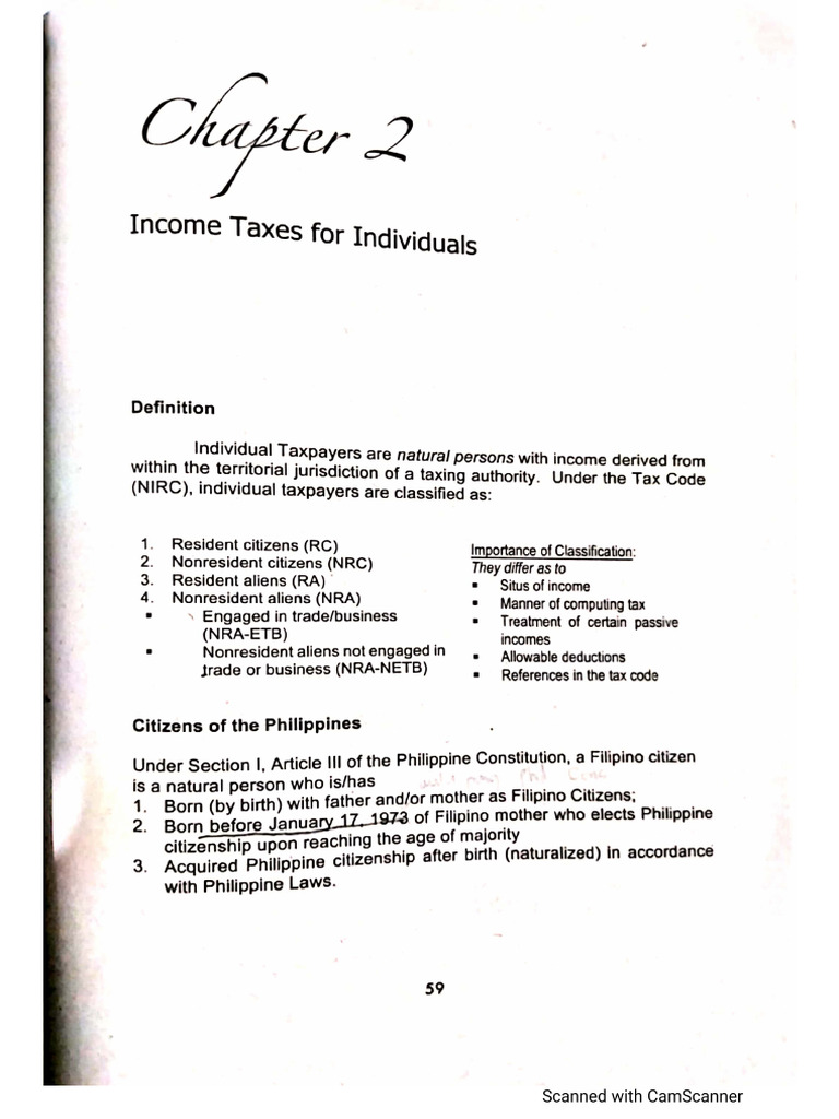 Income Taxation 2023 by Tabag Chapter 2 | PDF