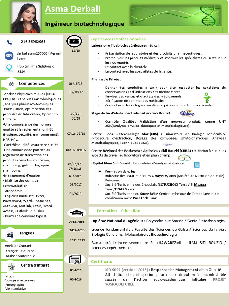 Curriculum-Vitae Asma Derbali . | PDF