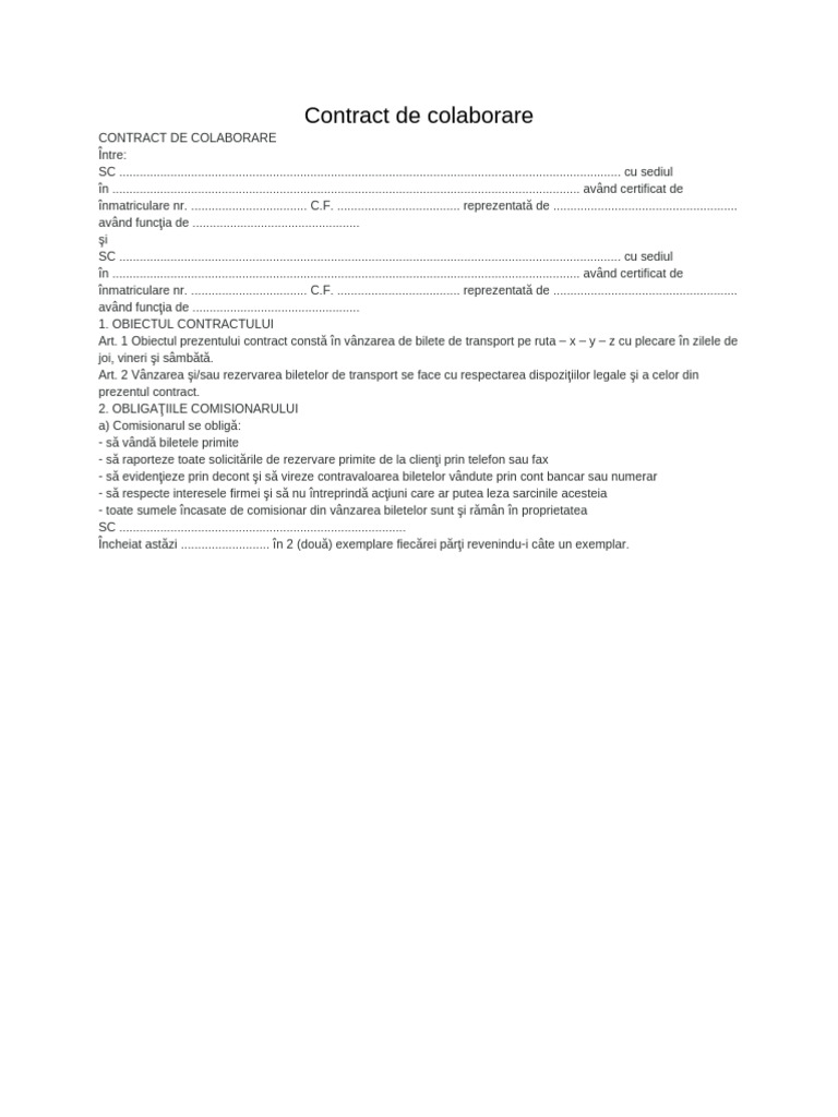 Model Contract Colaborare | PDF