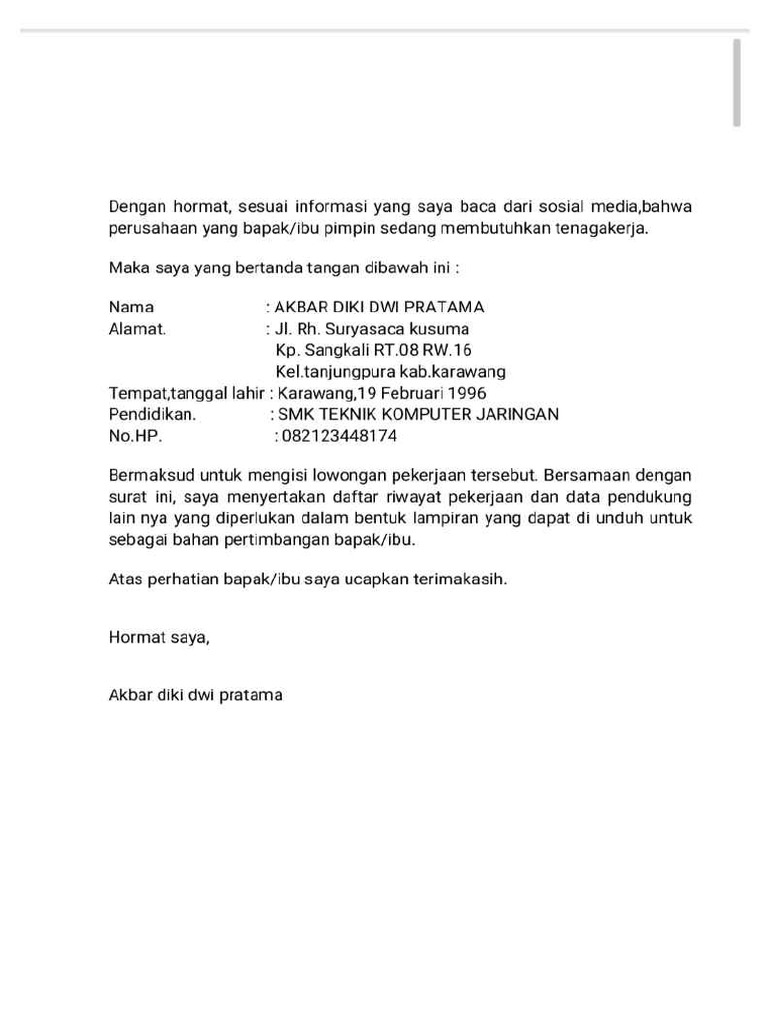 Akbar Diki Dwi Pratama RA VSBA Karawang | PDF