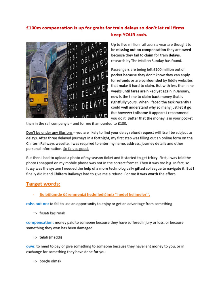 Advanced 7-Compensation For Train Delays | PDF