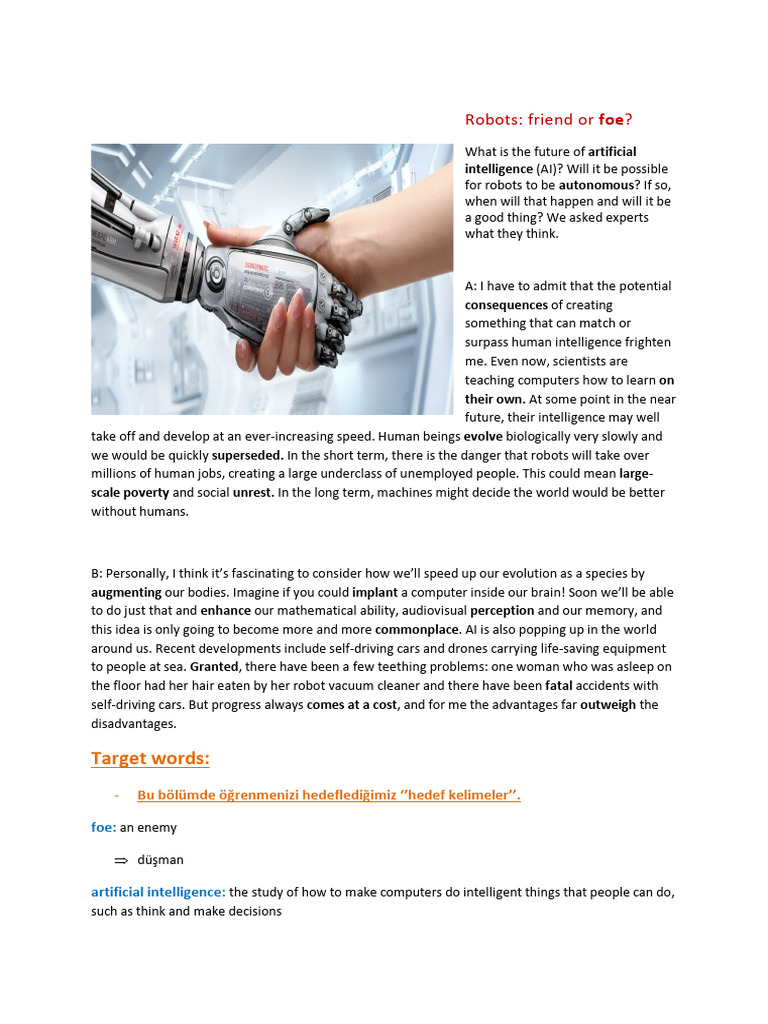 Advanced 10-11 Robots Friends or Foe | PDF