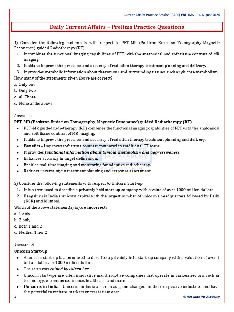 Caps Prelims 14 August 2024 | PDF