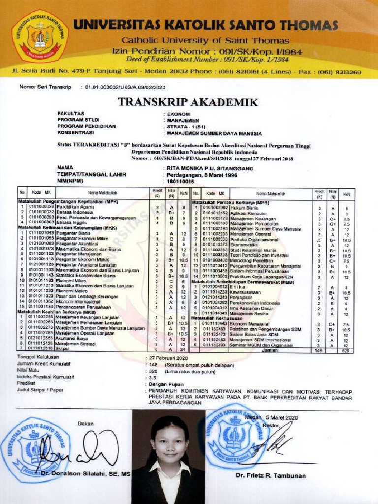 Transkip Nilai-1 | PDF