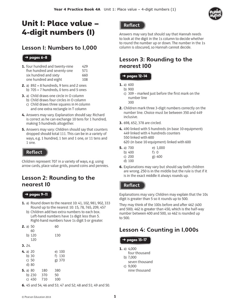 Power Maths Y4 Answers | PDF