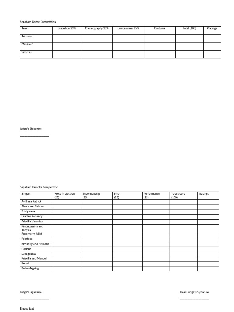 Segaham Dance Competition | PDF