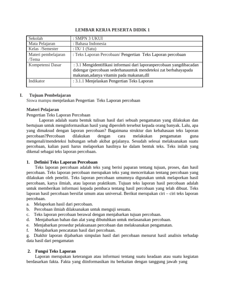 Lkpd Laporan Percobaan Pdf