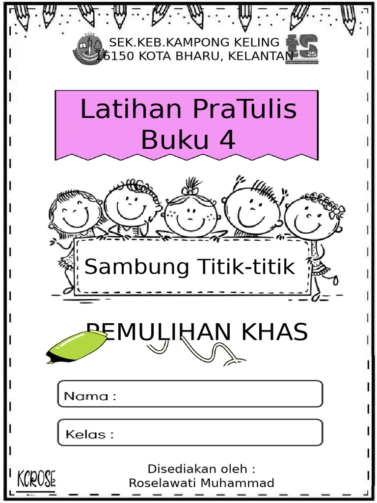 Aktiviti Pra Tulis - Sambung Titik Buku 4 | PDF