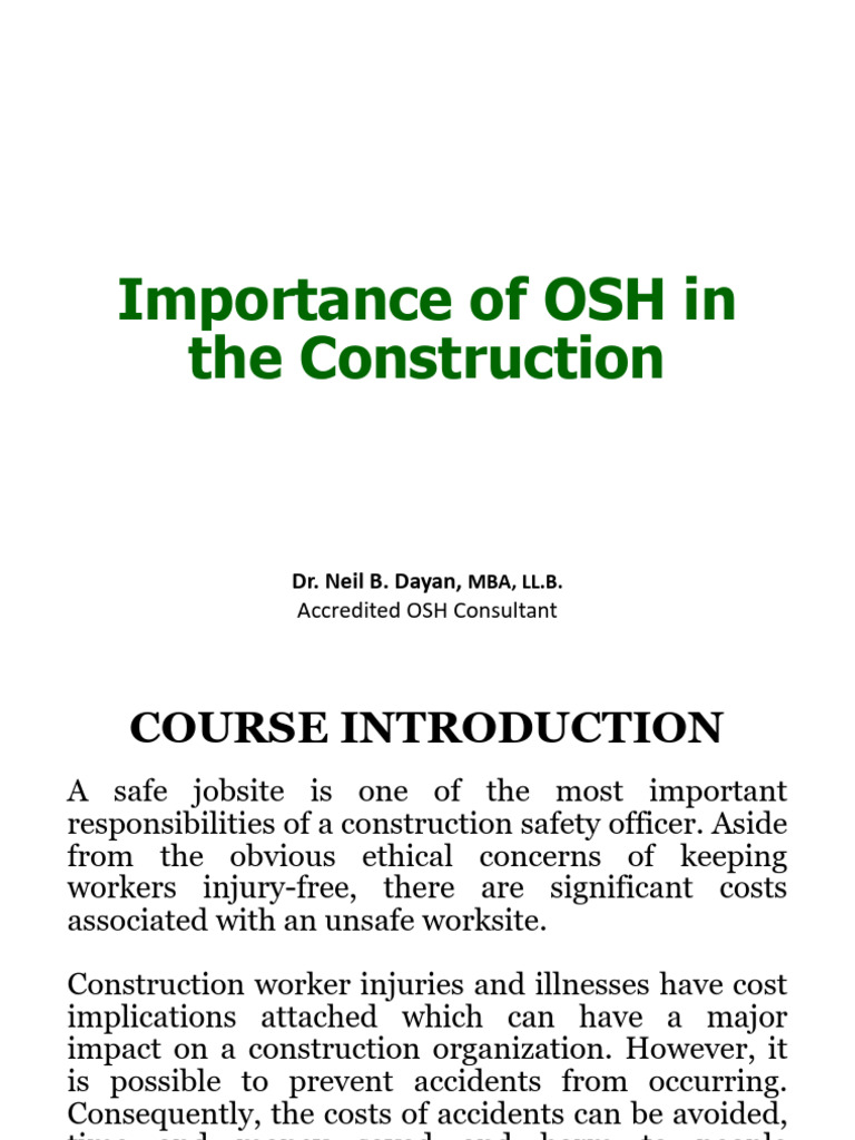 Importance of OSH in The Construction - Coshemap - Ver2020-R01 | PDF